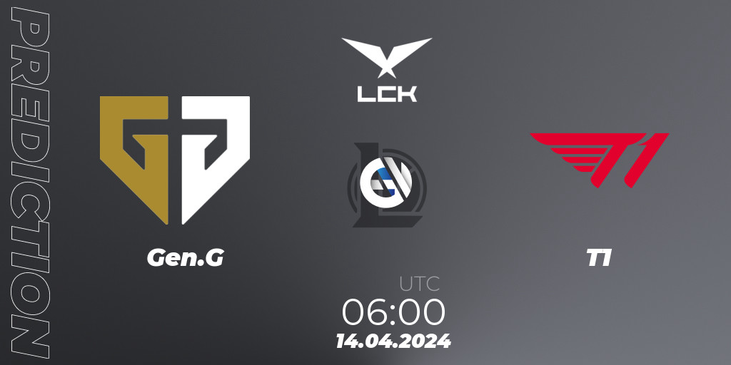 Prognoza Gen.G - T1. 14.04.2024 at 06:00, LoL, LCK Spring 2024 - Playoffs